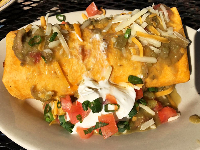 This breakfast burrito isn't just a meal, it's an event. Melted cheese cascades over perfectly seasoned fillings&mdash;fork and knife required!