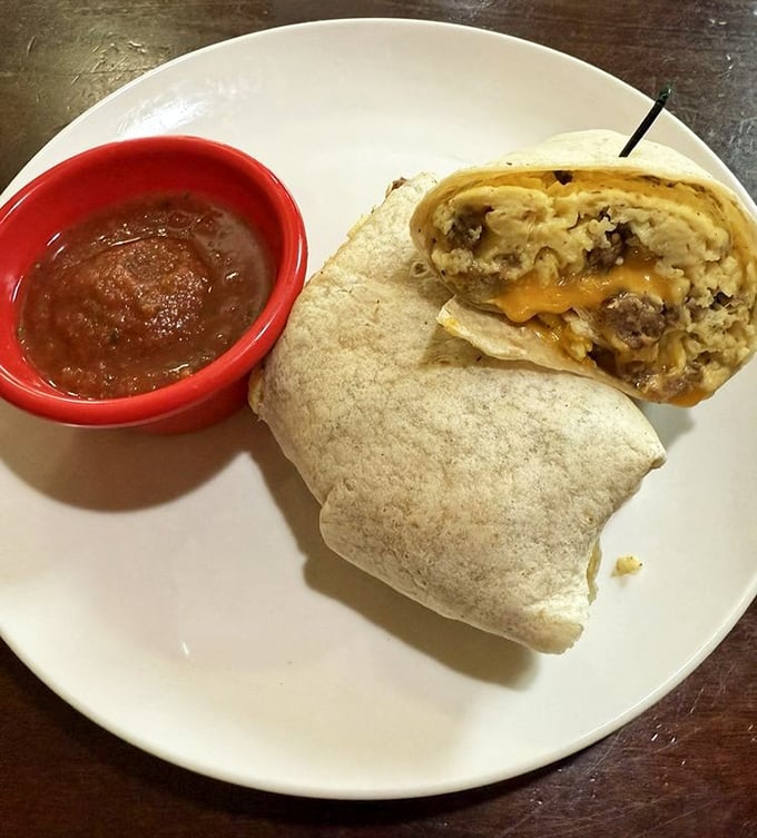 This breakfast burrito isn't just a meal, it's a commitment &ndash; stuffed with eggs, cheese, and savory fillings that would make any morning person convert.