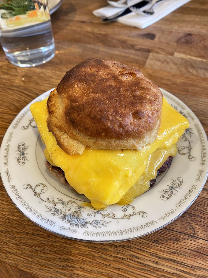 The breakfast sandwich that launched a thousand weekend pilgrimages. That cheese melt should have its own Instagram account.