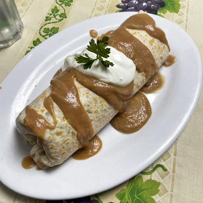Not just a breakfast burrito, but a morning masterpiece wrapped in a tortilla, complete with a sauce that would make your grandmother jealous.