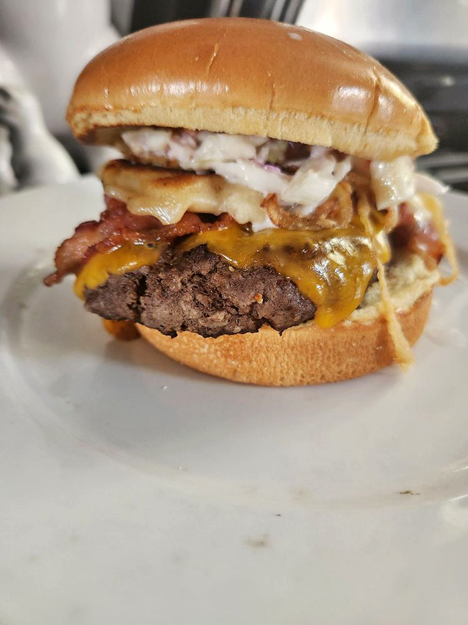 When pierogi meets burger, beautiful things happen - this fusion creation defies all culinary logic beautifully.