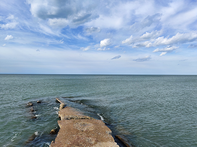 When Lake Erie decides to be gentle, the water transforms into a mirror reflecting nothing but possibility and peace.