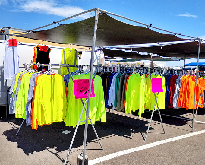 The neon section: where safety meets style and construction workers transform into human highlighters. Visibility never looked so vibrant!