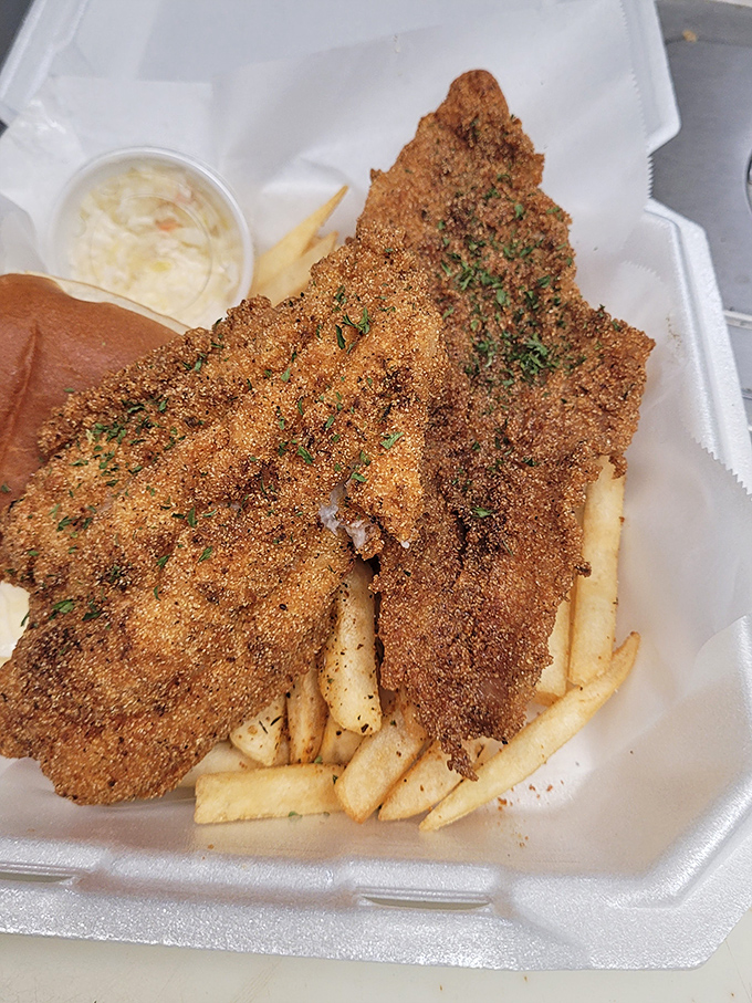 Crispy, cornmeal-crusted catfish that would make a Southerner weep with joy. The kind of fish that makes you forget you're in Indiana.