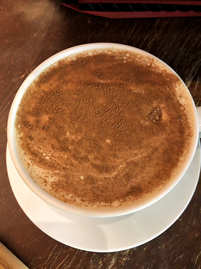 The legendary chai latte in all its cinnamon-dusted glory &ndash; worth crossing county lines for on a Tuesday morning.