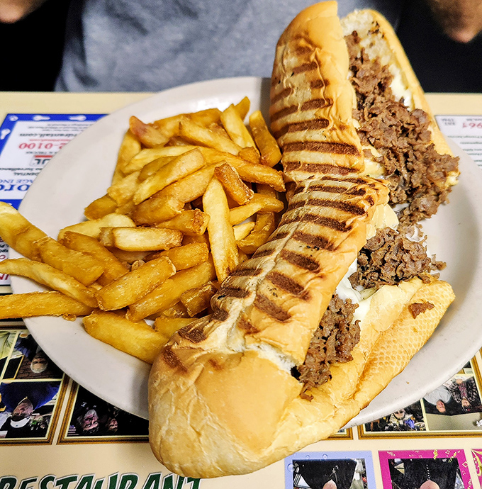 The cheesesteak that would make Philadelphia nervous. Generous filling, properly melted cheese, and that perfect roll&mdash;proving Delaware knows its way around this regional classic.