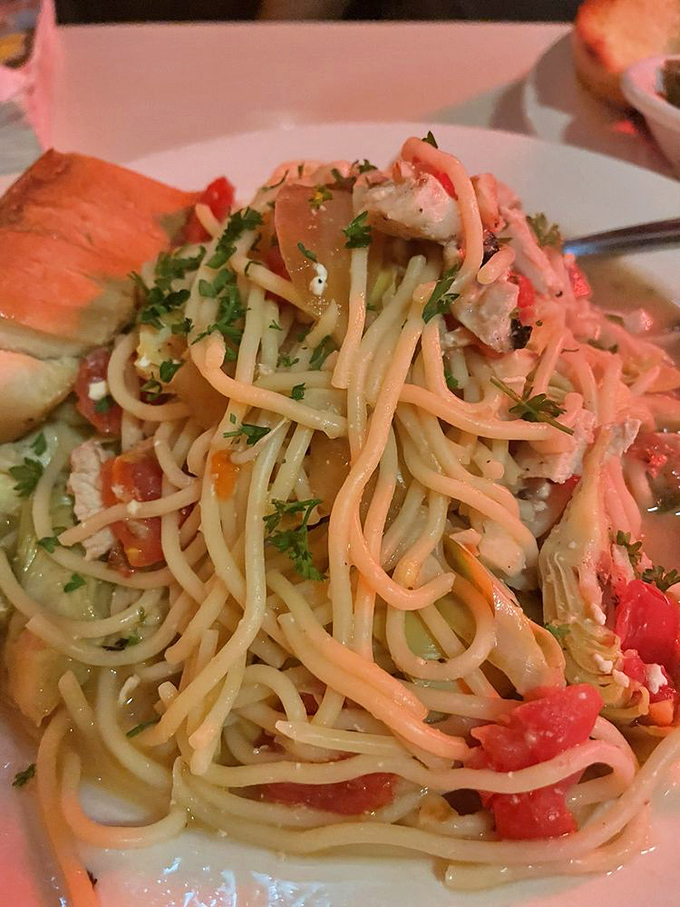Pasta perfection that would make an Italian grandmother weep with joy&mdash;tender noodles swimming in a light sauce with chunks of chicken and fresh herbs.