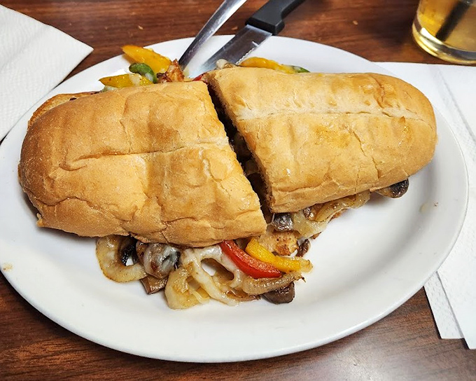 This Philly sandwich isn't just food, it's architecture &ndash; a masterpiece of melted cheese, grilled peppers and onions on a perfectly toasted roll.