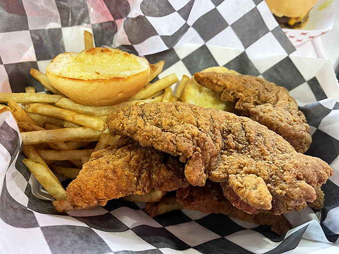 Golden fried chicken tenders that would make the Colonel himself tip his hat in respectful admiration.