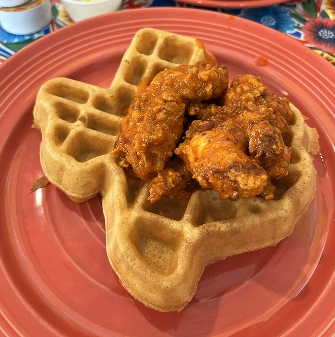 Crispy chicken meets fluffy waffle in a marriage more perfect than any romantic comedy ending.