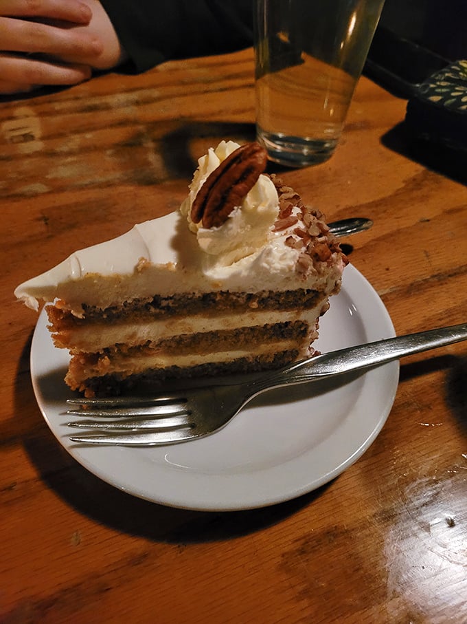 Layer upon heavenly layer of pecan-topped cheesecake that makes you question whether you've died and gone to dairy paradise.