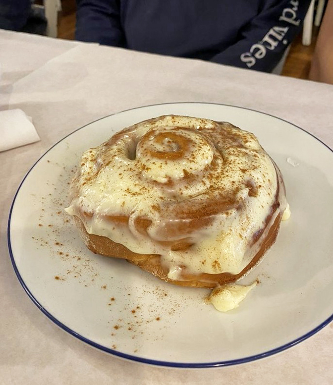 This cinnamon roll isn't just breakfast&mdash;it's an event. Swirls of cinnamon, rivers of icing, and a dusting of spice that means business.
