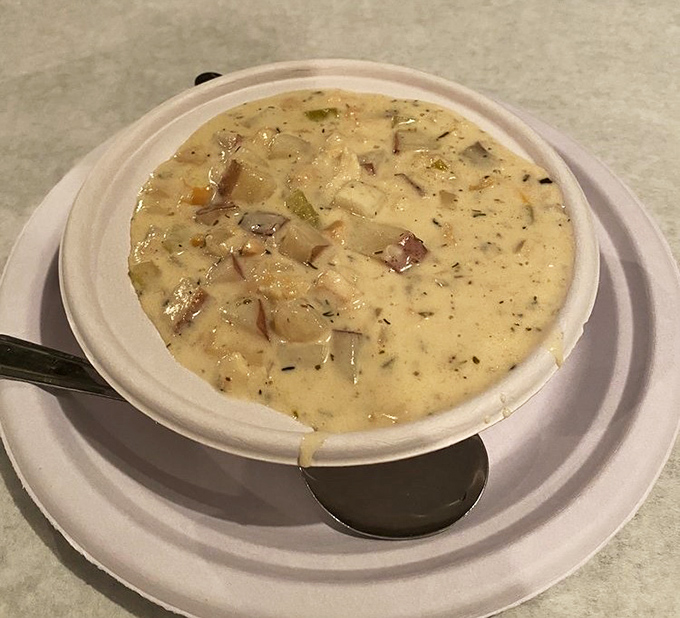 This clam chowder isn't just soup&mdash;it's a creamy, briny hug in a bowl. Chunks of clam and potatoes swimming in liquid comfort.
