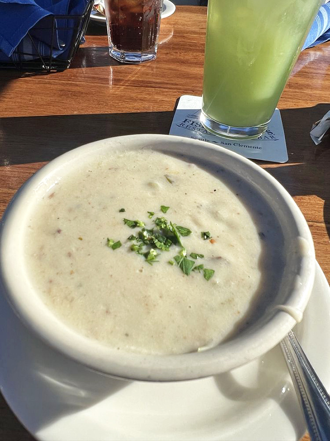 Creamy clam chowder that puts New England on notice. Each spoonful delivers that perfect balance of briny ocean and comforting cream.