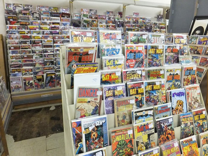 Holy collectibles, Batman! This comic book corner could keep any superhero enthusiast occupied for hours, with rare issues aplenty.