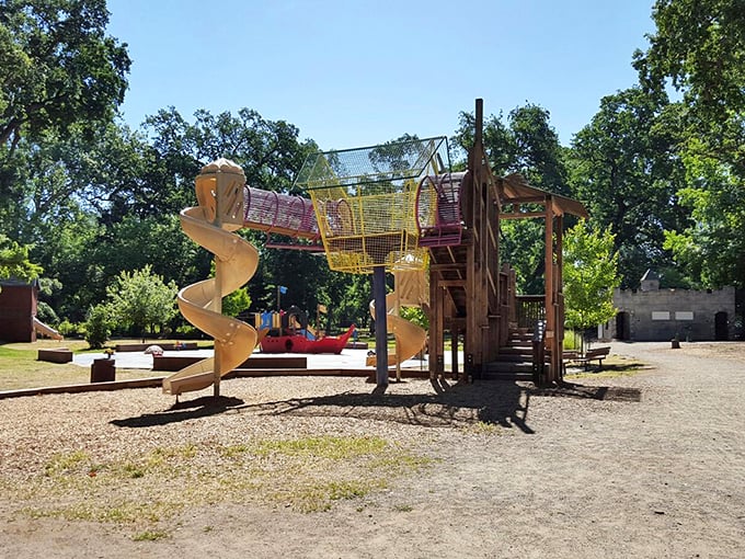 Childhood joy doesn't expire with age at Chico's community playgrounds, where grandparents often find themselves "just testing" the slides for their grandkids' safety, of course.
