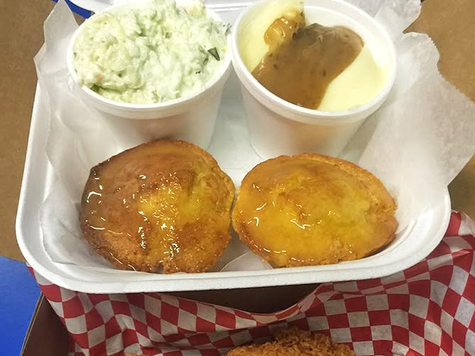 Honey biscuits and sides that could make you forget about the chicken—almost. These golden orbs of happiness demand respect.