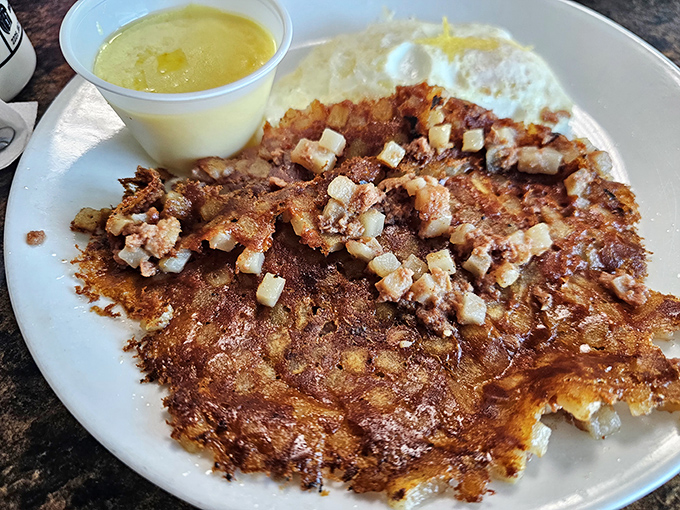 Crispy corned beef hash with perfectly cooked eggs &ndash; the breakfast equivalent of finding an extra $20 in your pocket, but infinitely more satisfying.