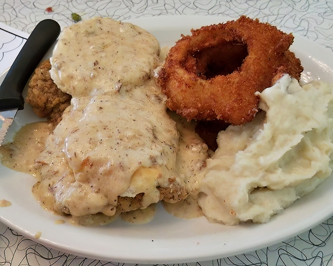 Country fried steak that would make your grandmother weep tears of joy and pure culinary nostalgia.