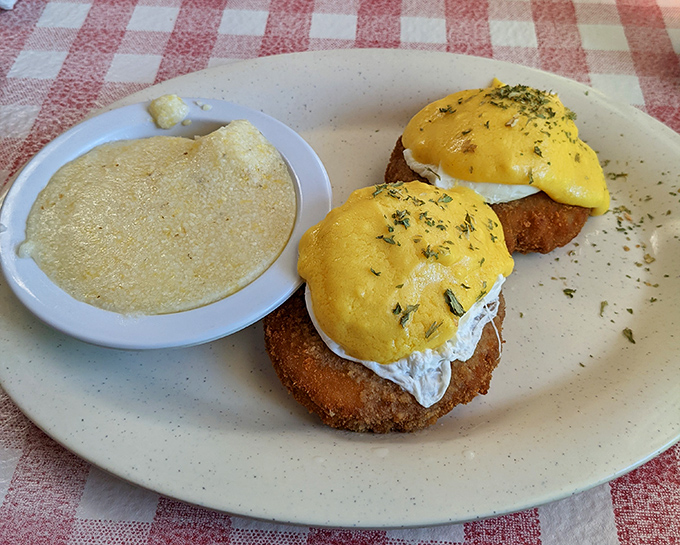 Crab cake benedict that would make Maryland jealous. Florida's coastal bounty meets breakfast tradition in a dish worth setting your alarm for.