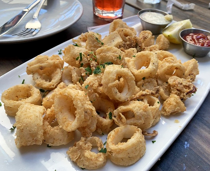 Crispy calamari that shatters like delicate glass with each bite &ndash; the perfect shareable starter that inevitably leads to fork jousting for the last piece.