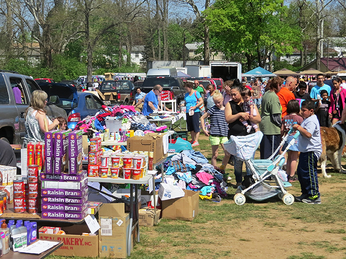 The universal language of bargain hunting brings together families searching for deals among boxes of breakfast cereal and everyday essentials.
