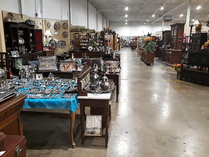 Every booth tells a story&mdash;this one's narrative unfolds through gleaming silverware and delicate china that once graced the tables of celebrations long past.
