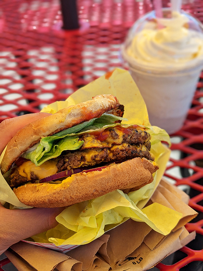 The double ranch burger isn't just a meal&mdash;it's a structurally impressive achievement of beef architecture that requires both hands and total commitment.