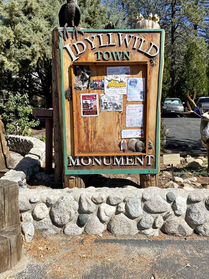 The town monument doubles as a community bulletin board &ndash; analog social media that won't try to sell you anything.