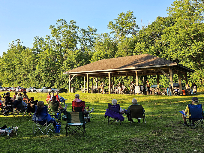 Summer evenings under the pavilion&mdash;where local music fills the air and lawn chairs become front-row seats to small-town magic.