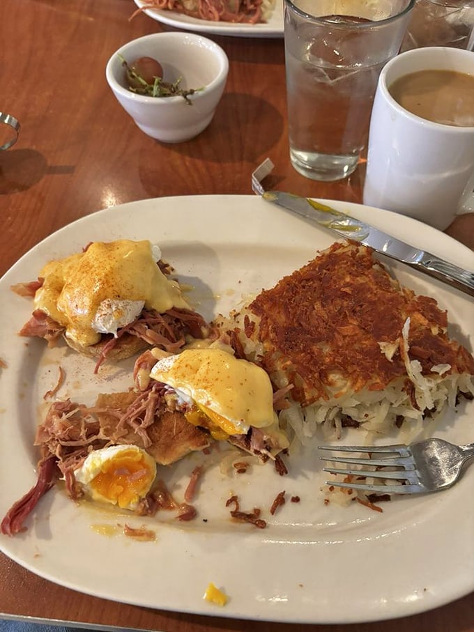 This eggs benedict situation looks like it could solve world peace, one perfectly poached egg at a time.