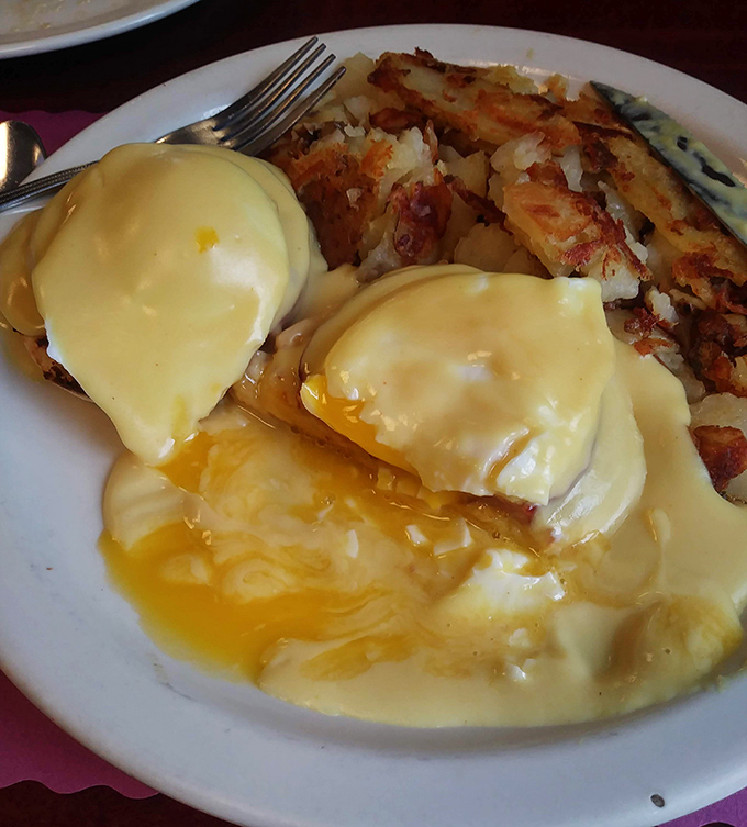Eggs Benedict done right is breakfast's highest art form&mdash;these golden yolks surrendering to hollandaise create the morning equivalent of a standing ovation.