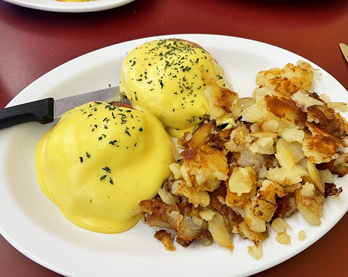 Eggs Benedict done right &ndash; when hollandaise flows like liquid gold over perfectly poached eggs.