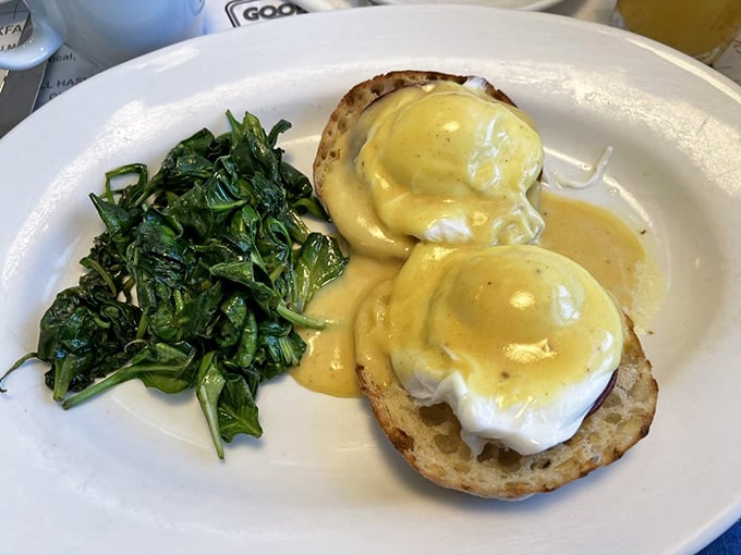 Eggs Benedict that would make the Pope jealous&mdash;perfectly poached eggs nestled on English muffins, baptized in hollandaise heaven.