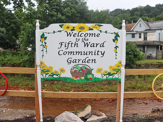 Sunflowers welcome visitors to community-grown goodness. Gardens like these are where neighborhoods become communities &ndash; one vegetable at a time.