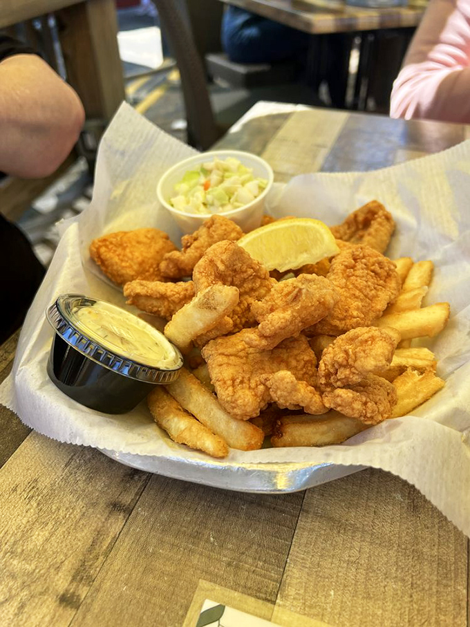 Golden-fried seafood and crispy fries &ndash; the kind of basket that makes you forget all about counting calories and remember what vacation tastes like.