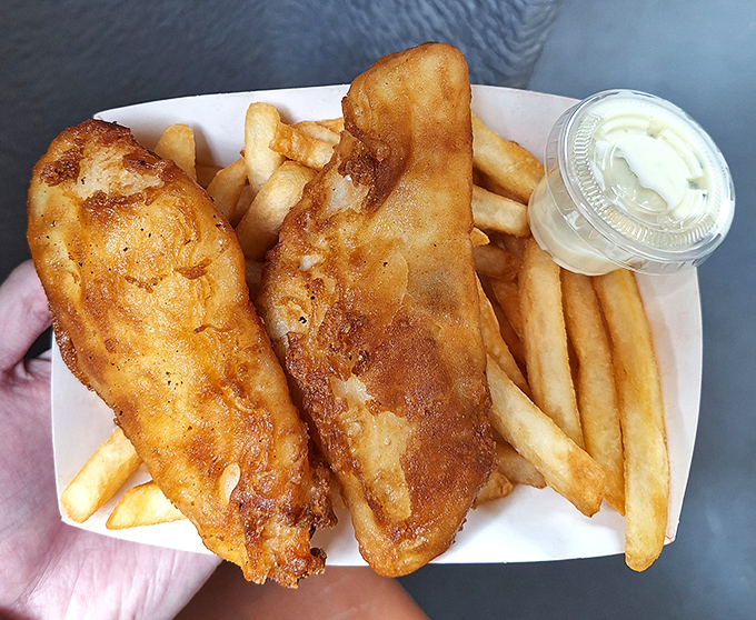 Fish and chips that would make a Brit homesick&mdash;crispy batter, flaky white fish, and fries that deserve their own fan club.