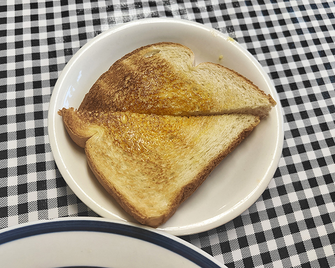 Toast transformed into something transcendent. Golden-brown, perfectly griddled, and ready for its breakfast spotlight.