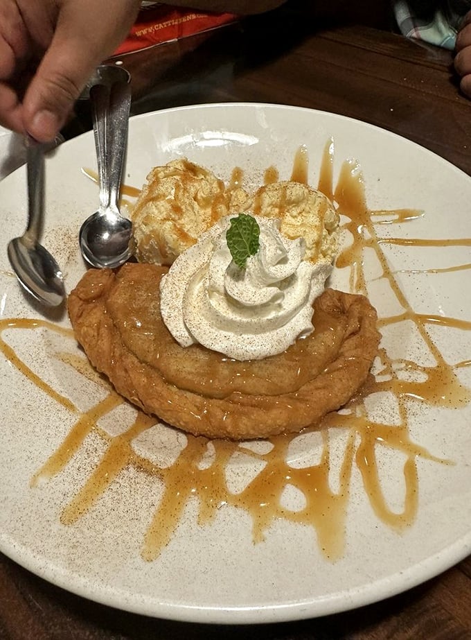 Dessert that makes you consider skipping the steak next time (but don't). This apple pie with ice cream isn't just served&mdash;it's presented like the finale of a delicious symphony.