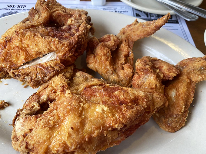 Fried chicken that would make your grandmother both jealous and proud. Crispy, golden-brown perfection that speaks the universal language of comfort.