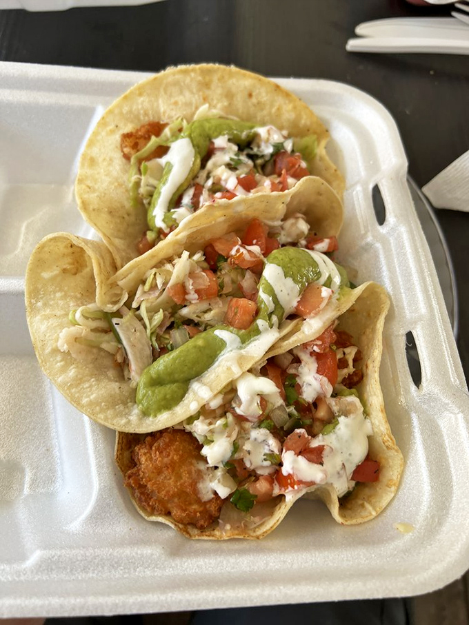 Fish tacos that belong in the California Hall of Fame &ndash; crispy, fresh, and topped with enough lime to make you pucker with joy.