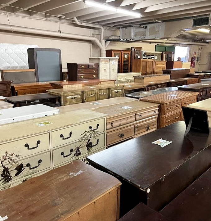 Dresser paradise! Like a well-organized buffet of storage options, each with its own character and story to tell.