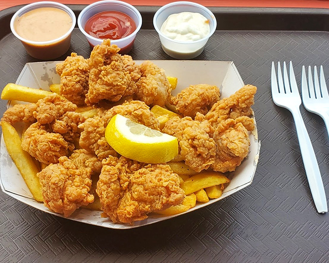 Crispy fried gator nuggets that would make Steve Irwin proud. Crunchy outside, tender inside&mdash;the ultimate Florida conversation starter on a plate.