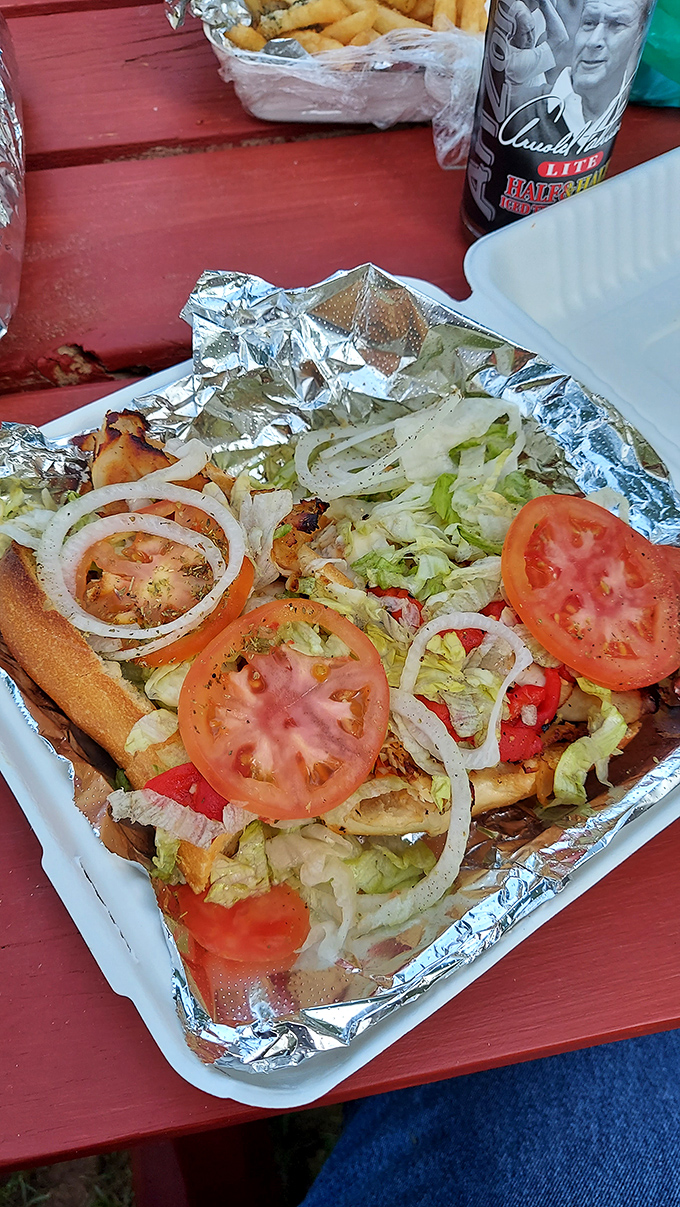 Fresh veggies piled high on what might be the most photogenic hoagie in Pennsylvania. Every bite delivers a perfect ratio of crunch to chew.
