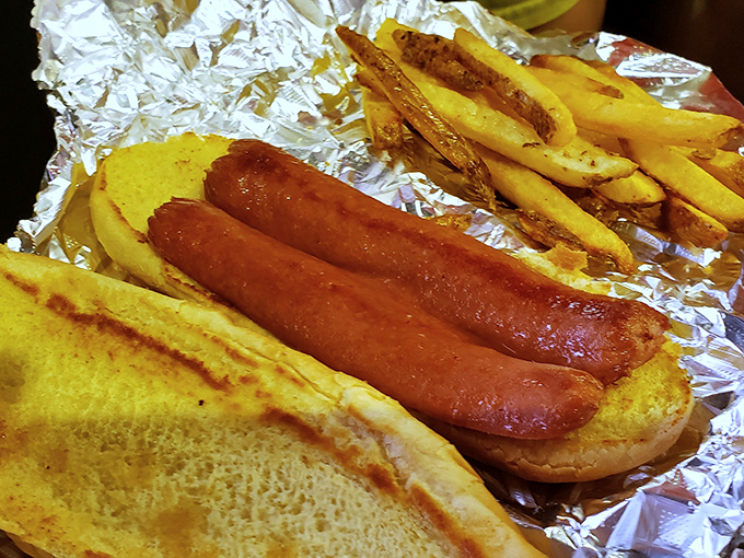 Hot dogs with that perfect snap, nestled in toasted buns. Proof that simplicity, when executed flawlessly, needs no embellishment.