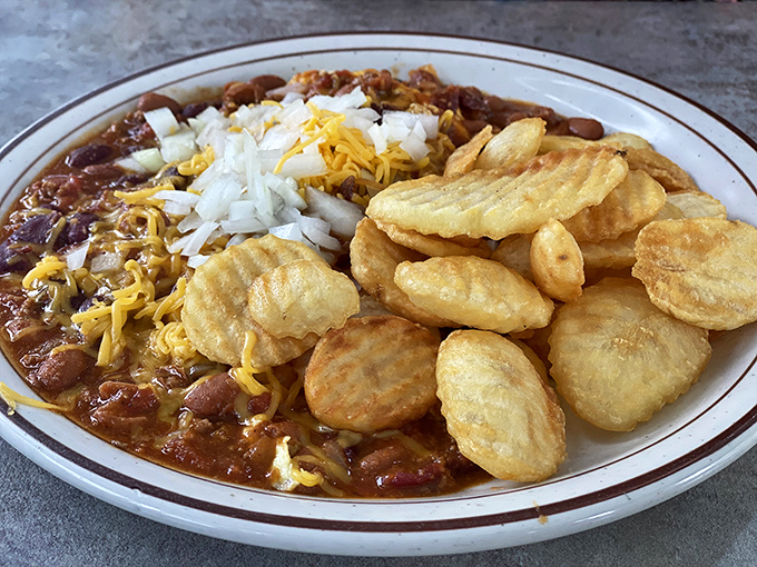 The Weasel: where homemade chili meets scrambled eggs in a relationship so perfect it should have its own reality show.