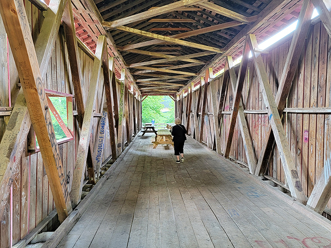 Step inside and you're transported to another era &ndash; a cathedral of wooden beams where sunlight dances through side windows.