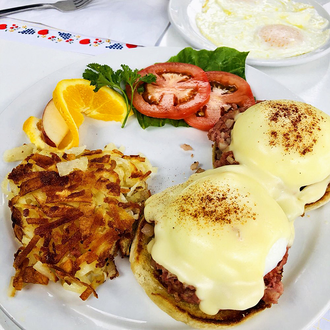 Irish Benedict: where hollandaise dreams come true. Those perfectly poached eggs look ready for their close-up on the breakfast red carpet.