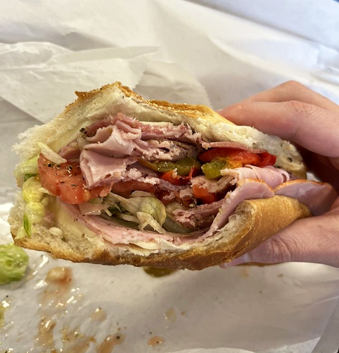 Layer upon glorious layer of Italian meats and fresh vegetables create a sandwich that's less lunch and more edible architecture.