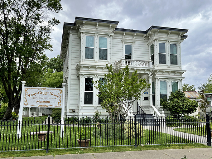 The Kelly-Griggs House Museum isn't just preserved &ndash; it's practically preening in its Victorian finery, a white-painted testament to 19th-century architectural showing-off.